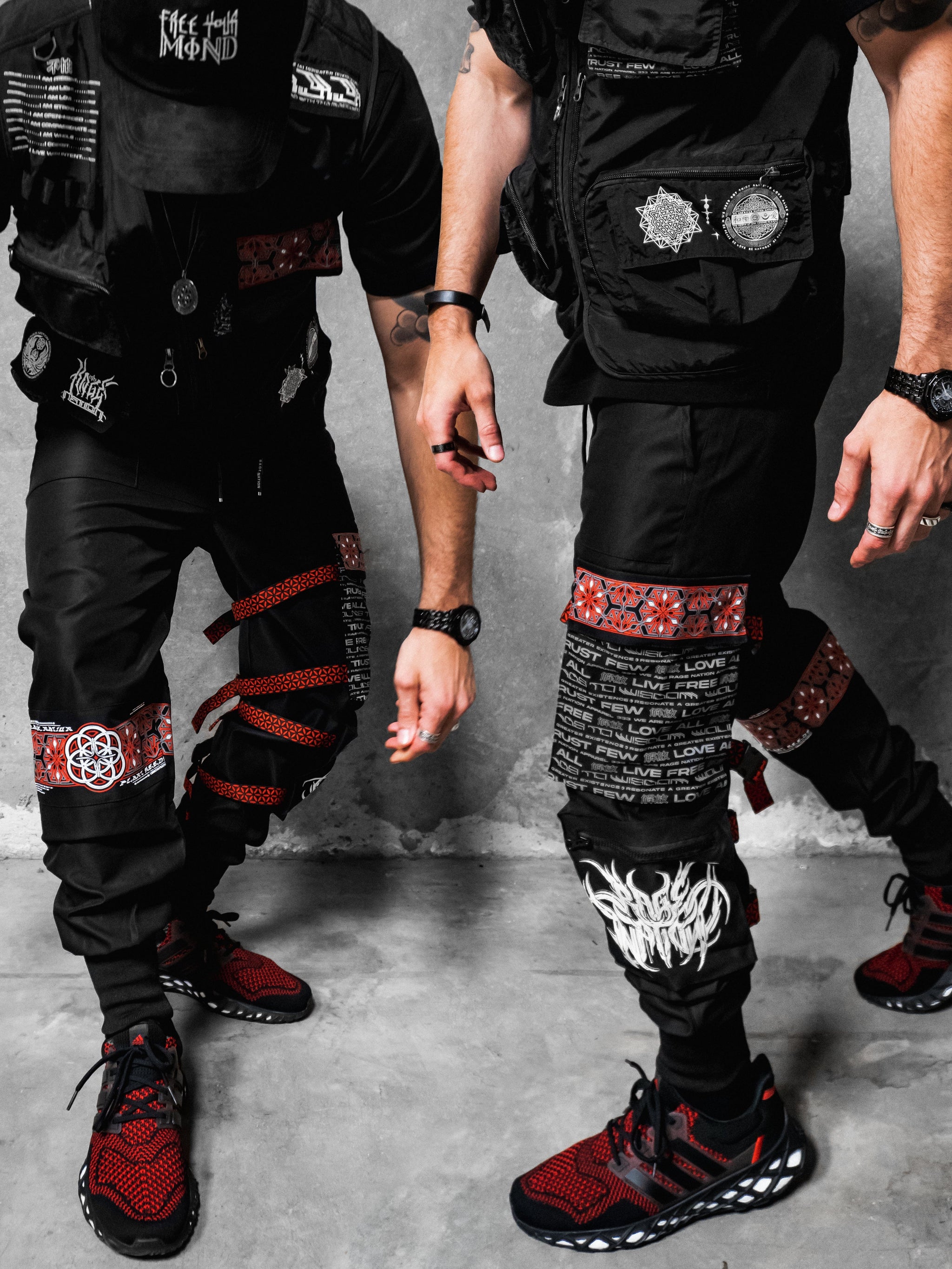 PROTECTED BY INTENT V1 DESIGN 004 RED/BLACK TACTICAL JOGGERS