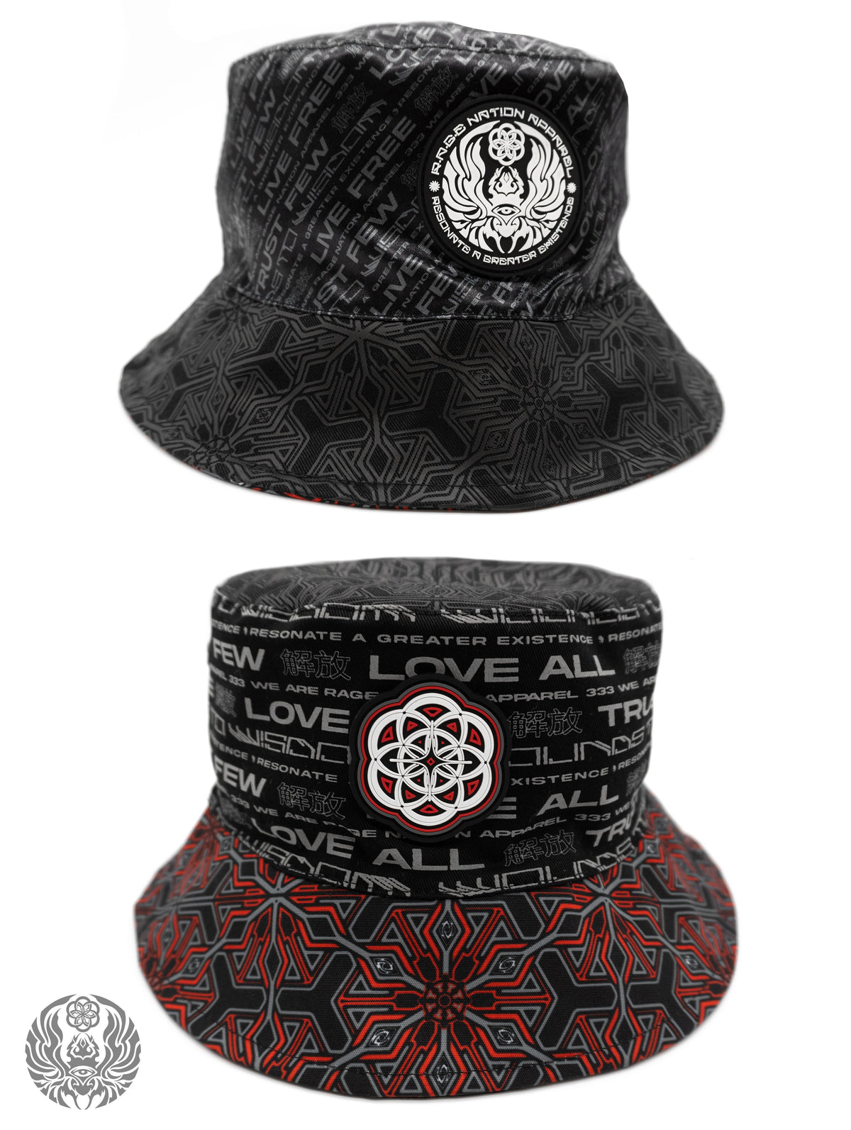PROTECTED BY INTENT REVERSIBLE / REFLECTIVE BUCKET HAT w/ hidden p