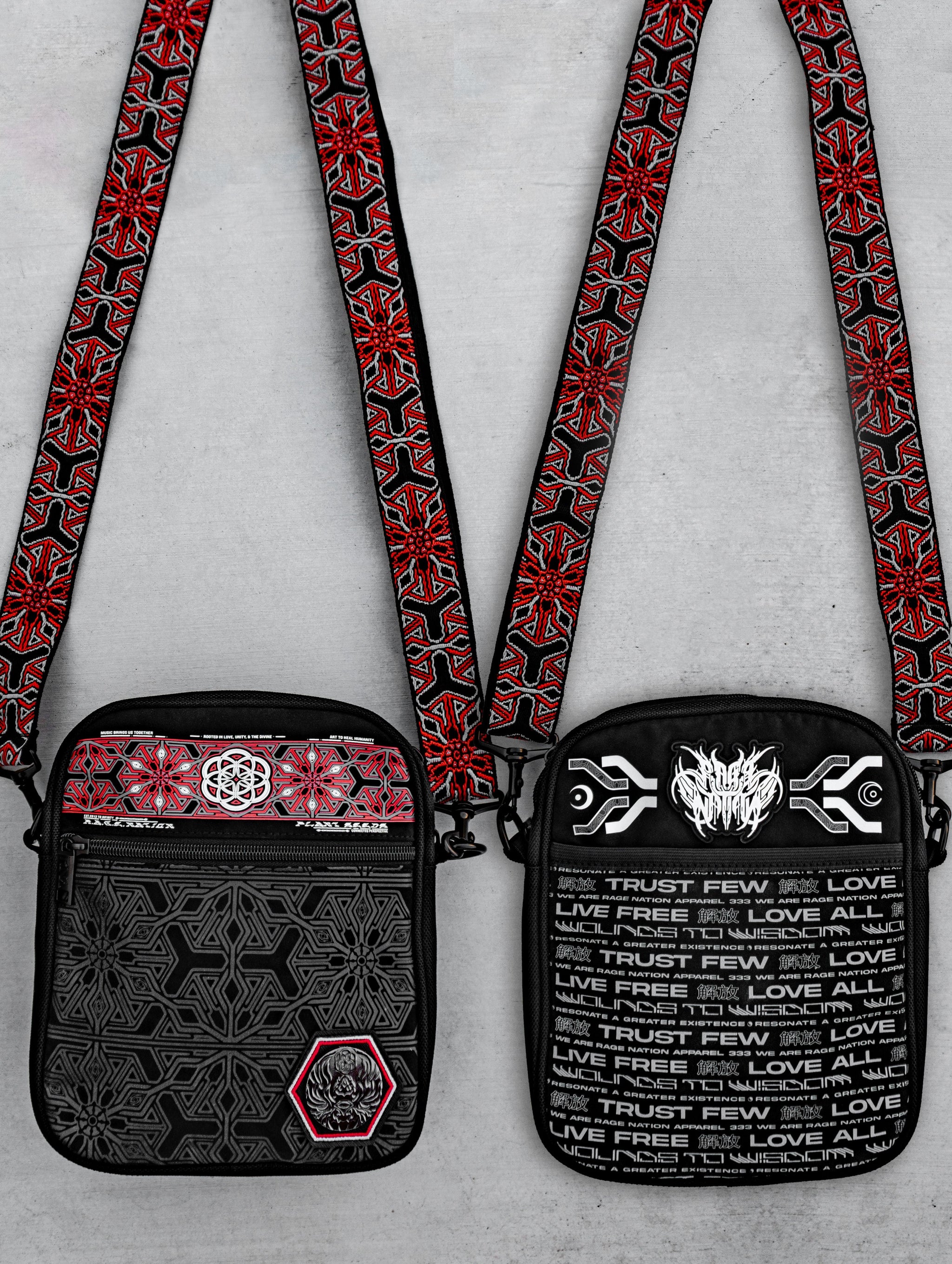 PROTECTED BY INTENT Double-Sided / Reflective Print SHOULDER BAG