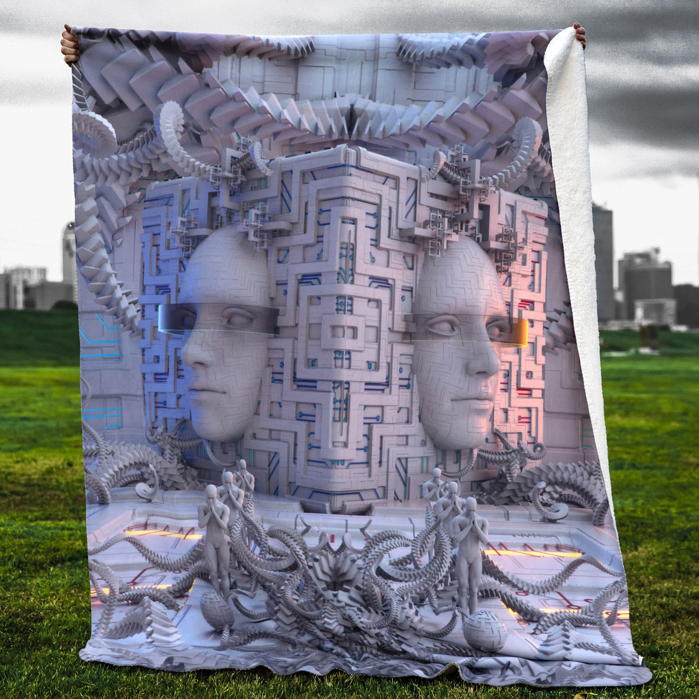 DEFENSE NODE GLASS CRANE Sherpa Blanket